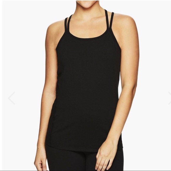 GAIAM | Tops | Gaiam Strappy Black Tank Top Wbuiltin Bra Size S | Poshmark